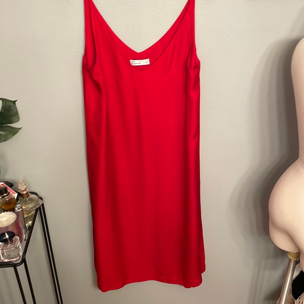 Grana Red 100% Chinese Silk Slip Dress Size M - Gem